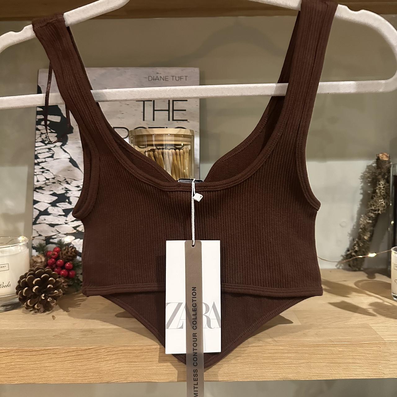 Zara Brown Corset Style Limitless Contour Collection... - Depop