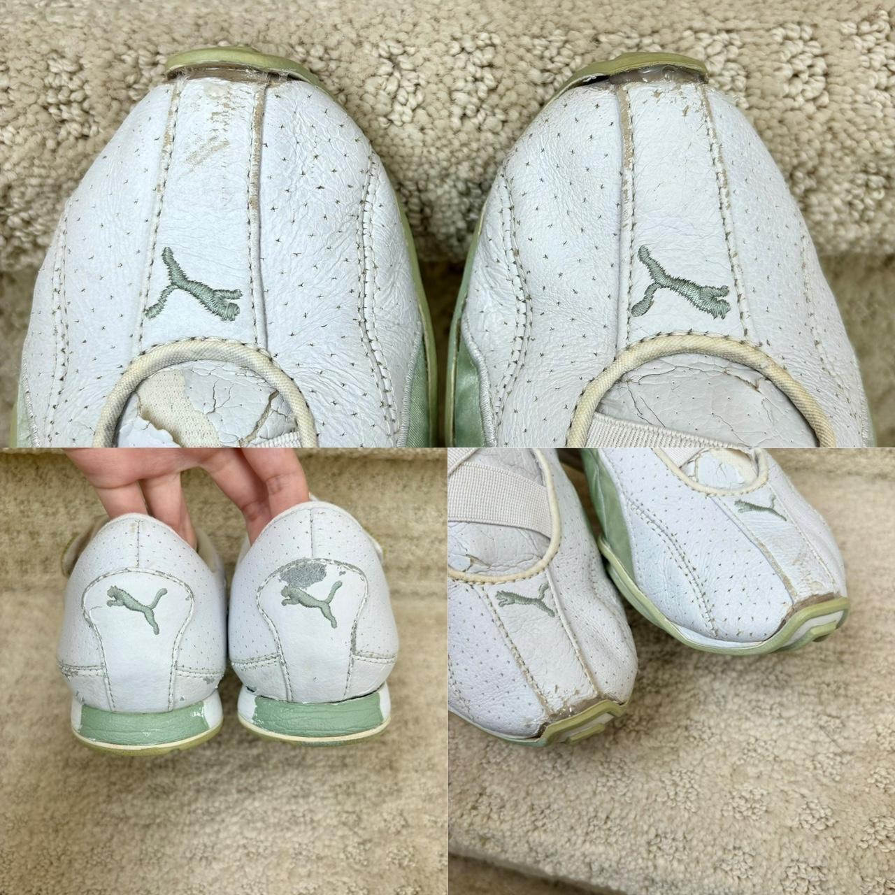 y2k puma cell bashy sneakers green satin and... - Depop