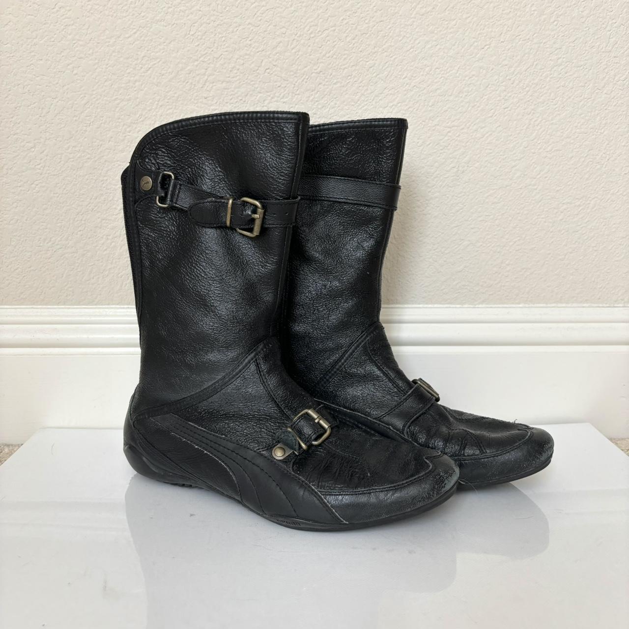 puma berlin leather boots women s 7.5 fits big Depop