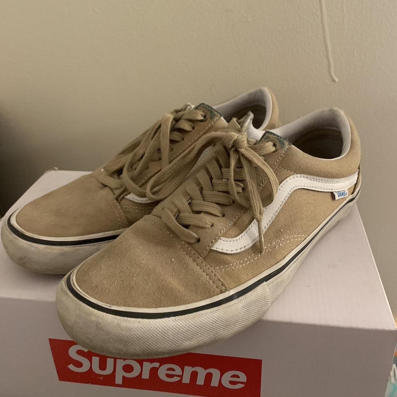 Vans Men's Tan and White Trainers | Depop