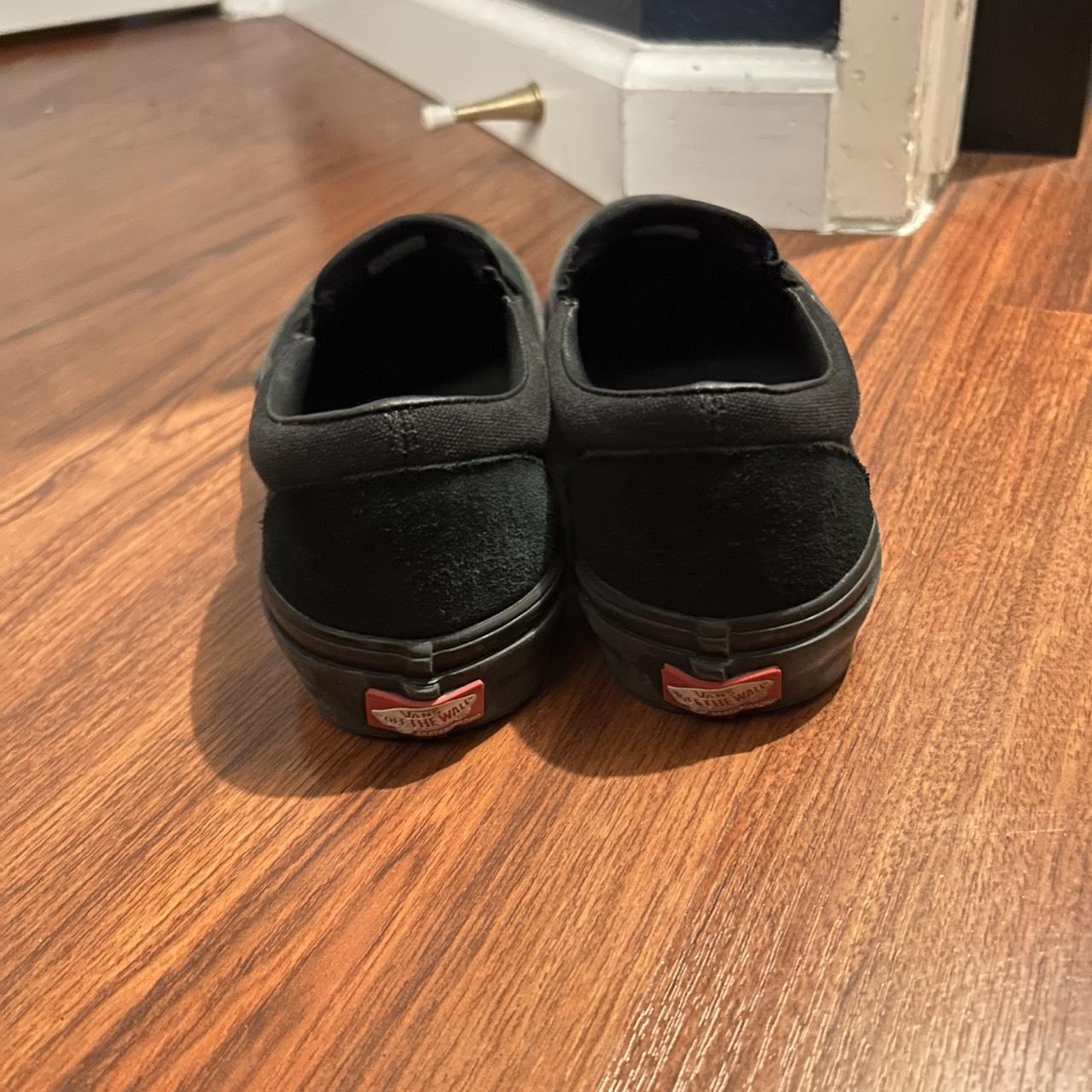 Black Vans suede slip-on trainers with checkered... | Depop