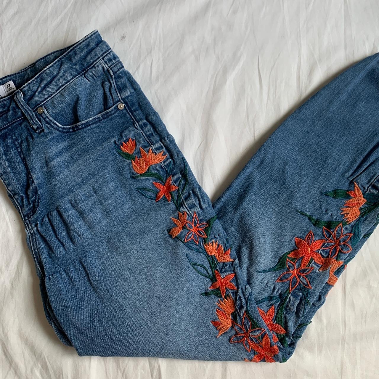 JustFab Women's Blue and Orange Jeans | Depop