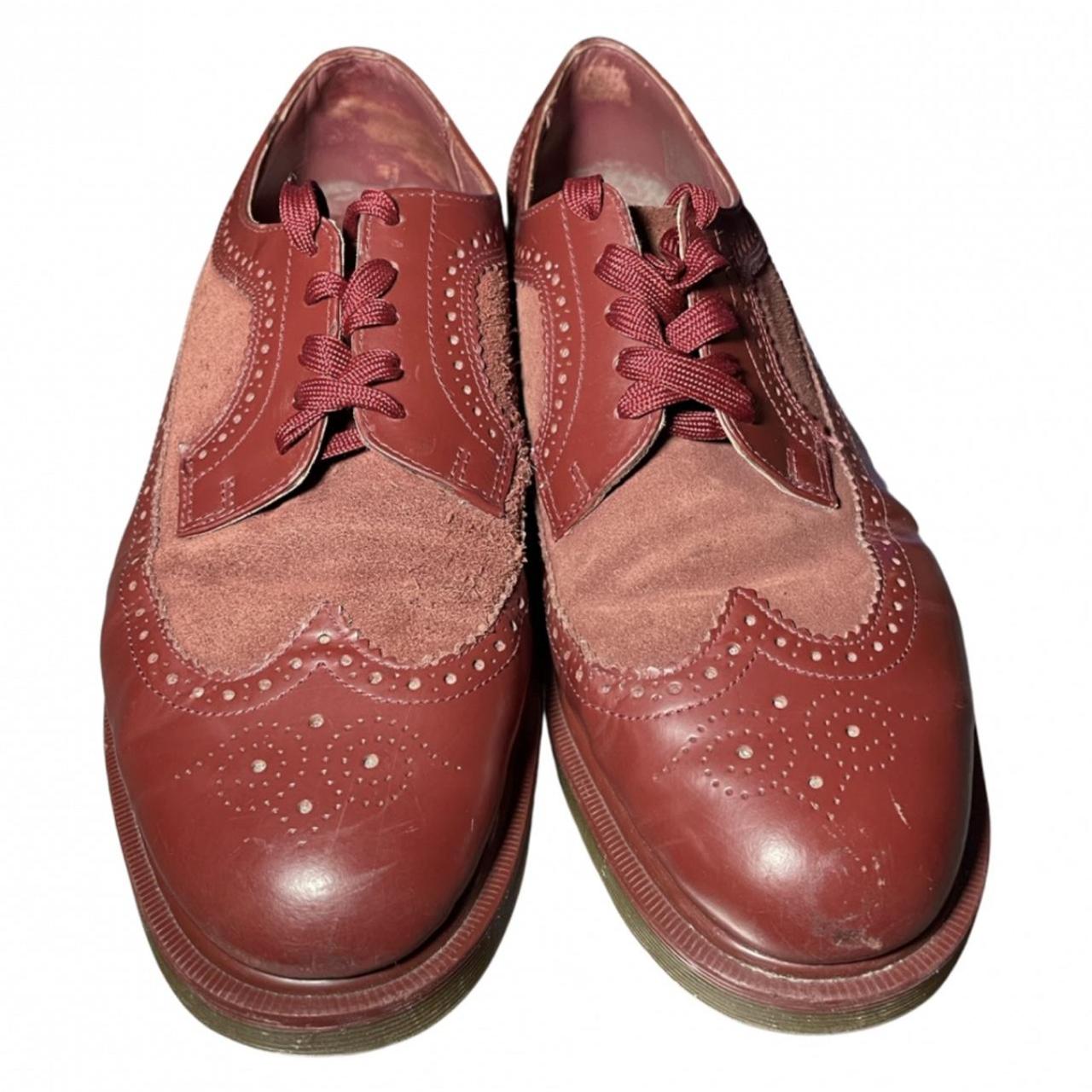Dr. Martens Men's Burgundy and Red Brogues | Depop