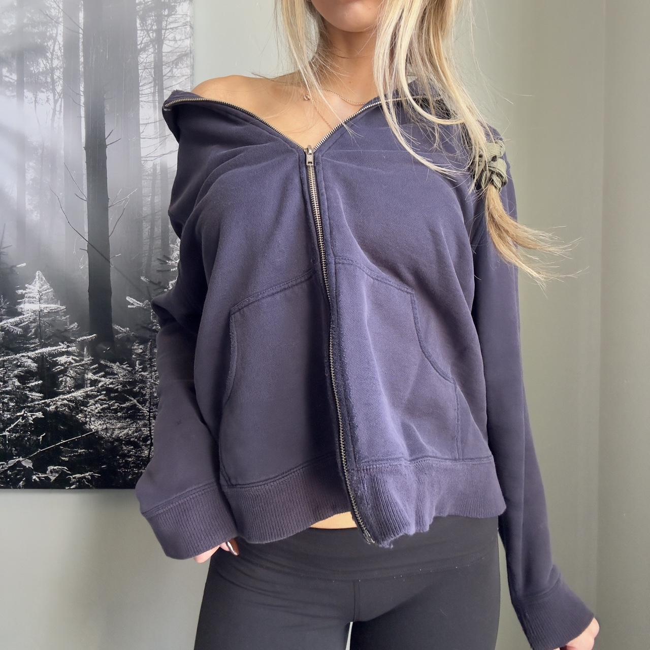 off shoulder basic zip up • unknown size and brand,... - Depop