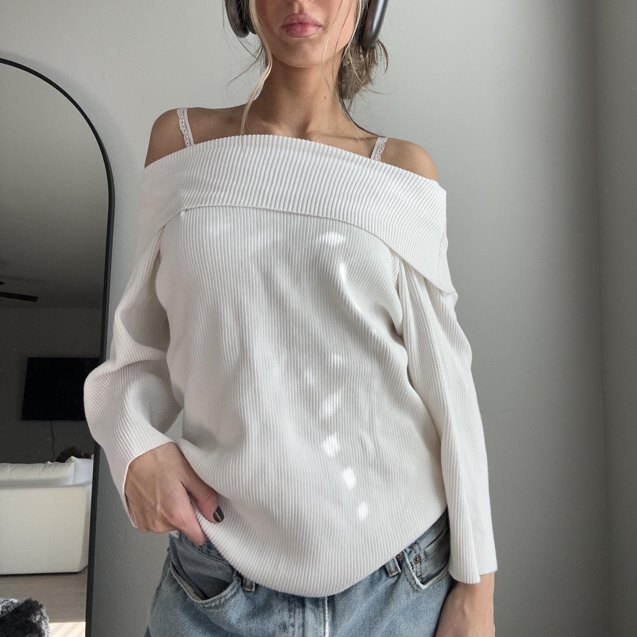 off shoulder ‘girl next door’ style white top •... - Depop