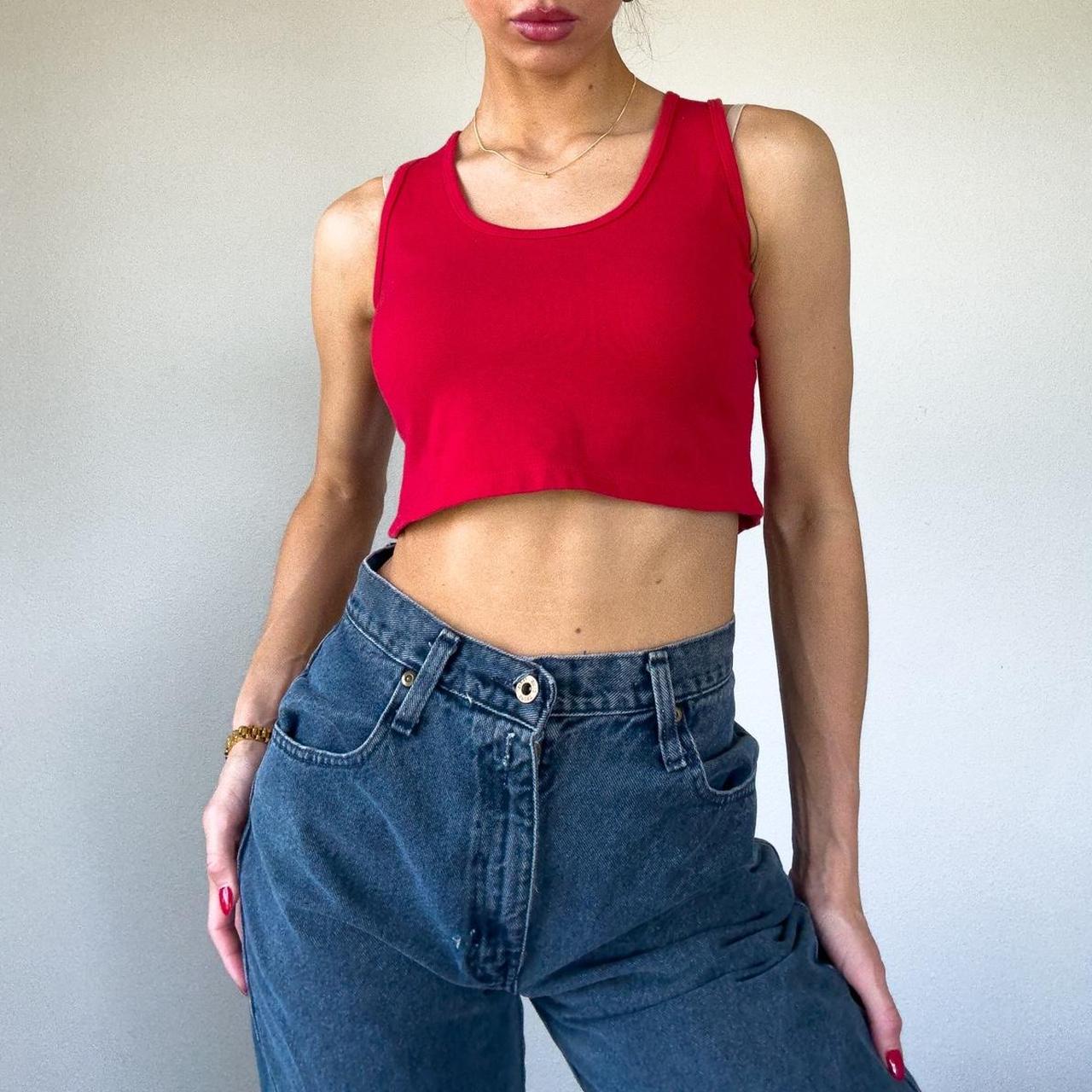 90s nobo baby tank Cherry red color Juniors size... | Depop
