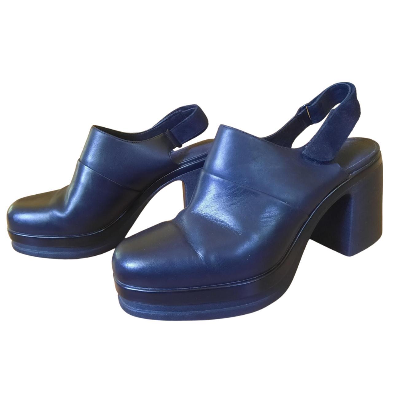 CAMPER BLACK LEATHER PLATFORM HEELS iconic black... - Depop