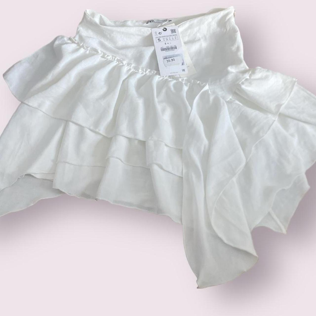 ZARA WHITE RUFFLE SKIRT 🌟size small 🌟brand new with... - Depop
