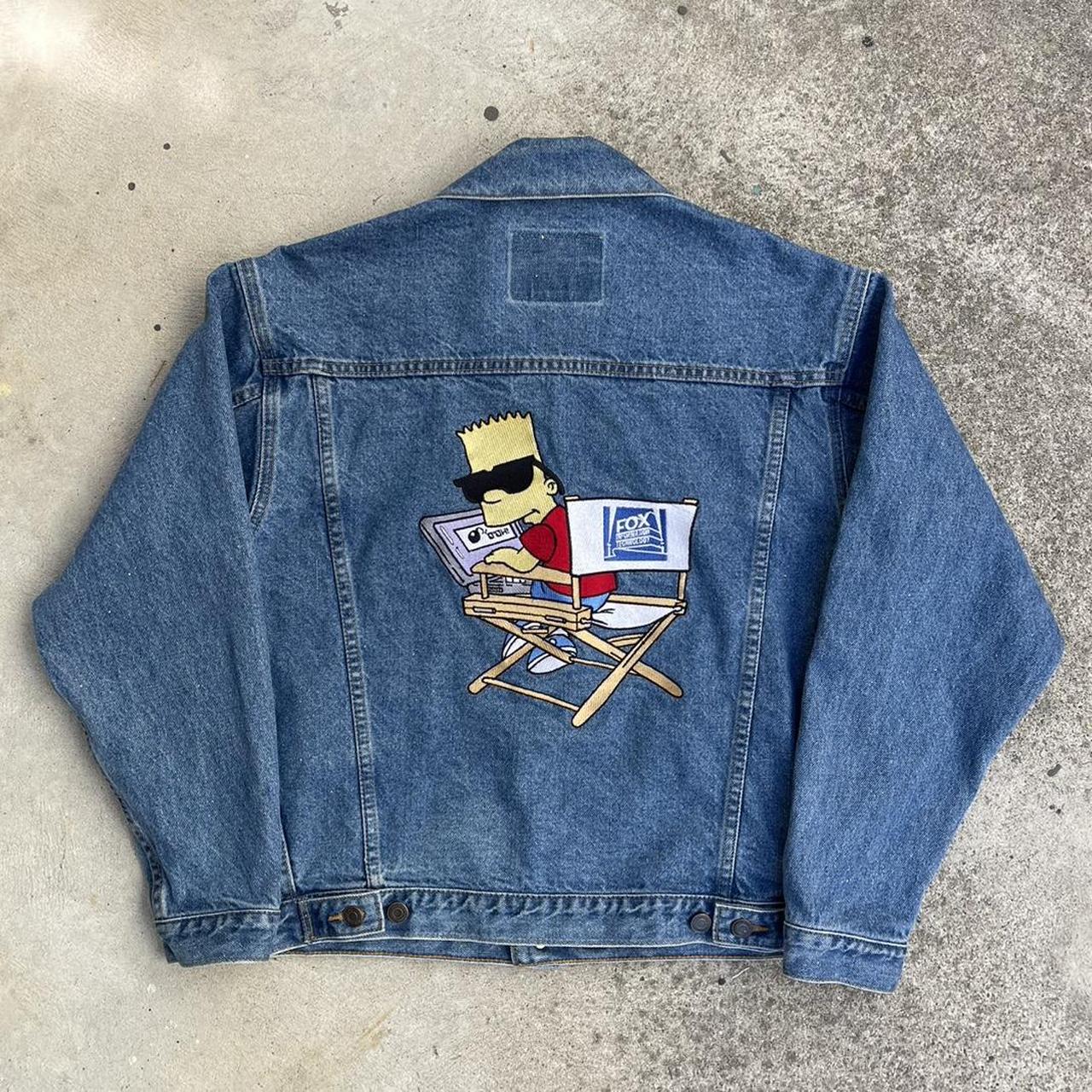 Vintage 1998 The Simpsons Denim Jacket CAST & CREW... | Depop