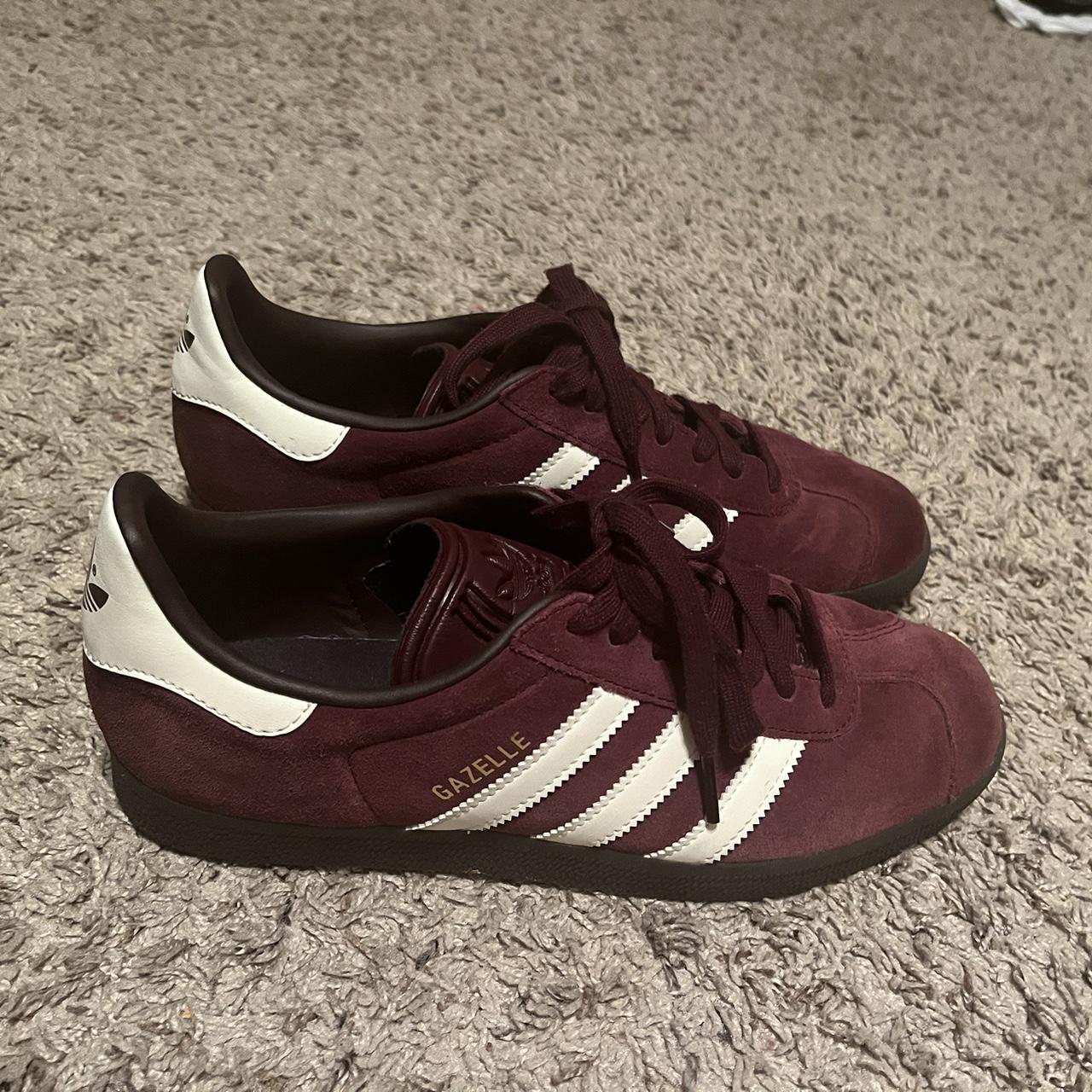 Maroon Adidas Gazelles. Woman’s size 9. Worn twice.... - Depop
