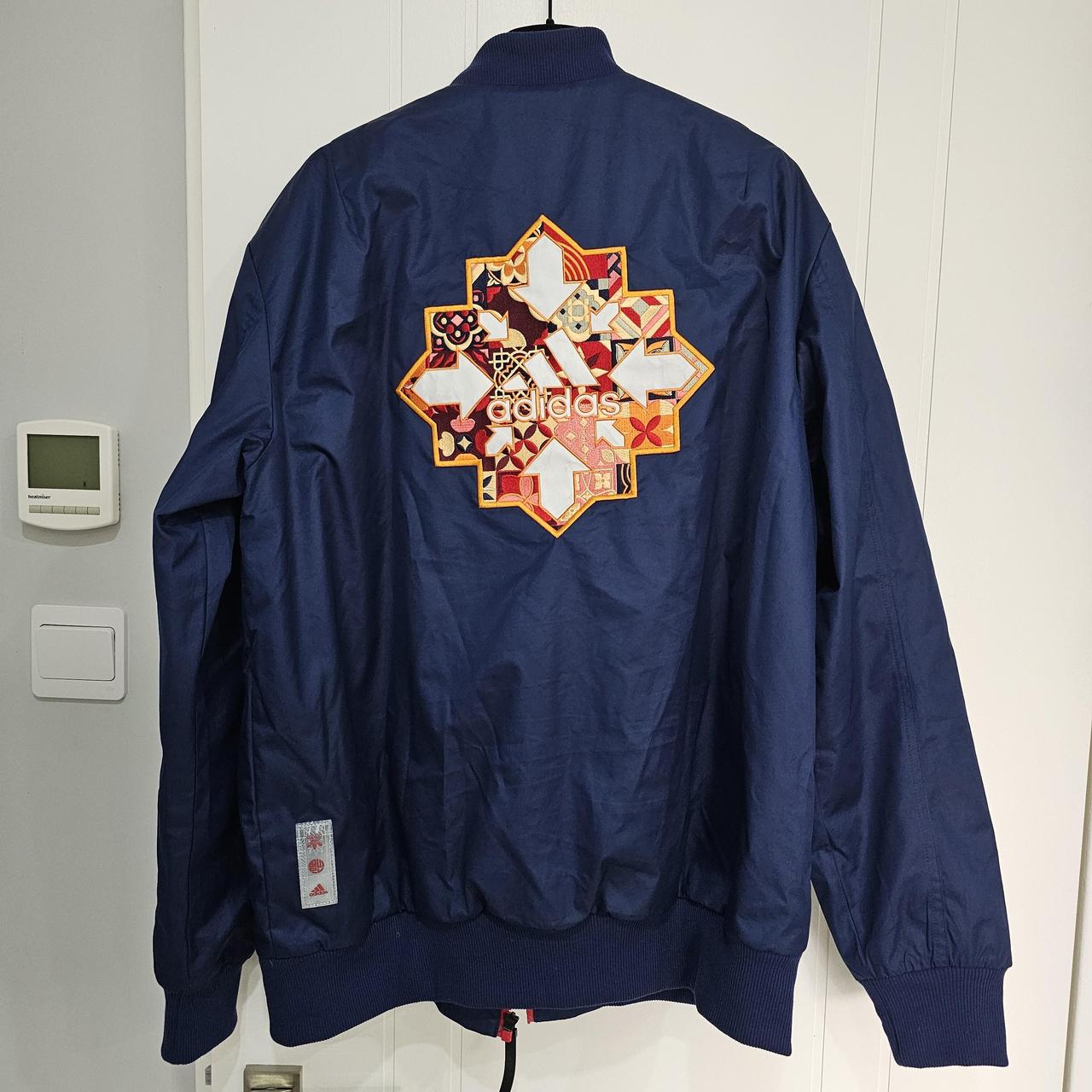 Blue Adidas X Arsenal bomber jacket Size L (fleece... - Depop