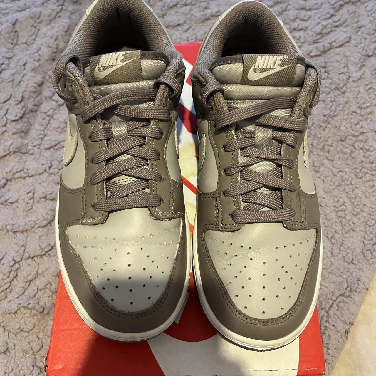 Nike bone tan moon fossil dunks size 4 Worn a... - Depop