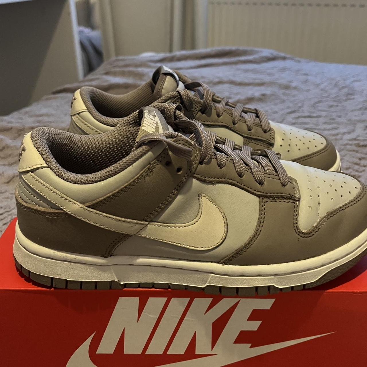 Nike bone tan moon fossil dunks size 4 Worn a... - Depop