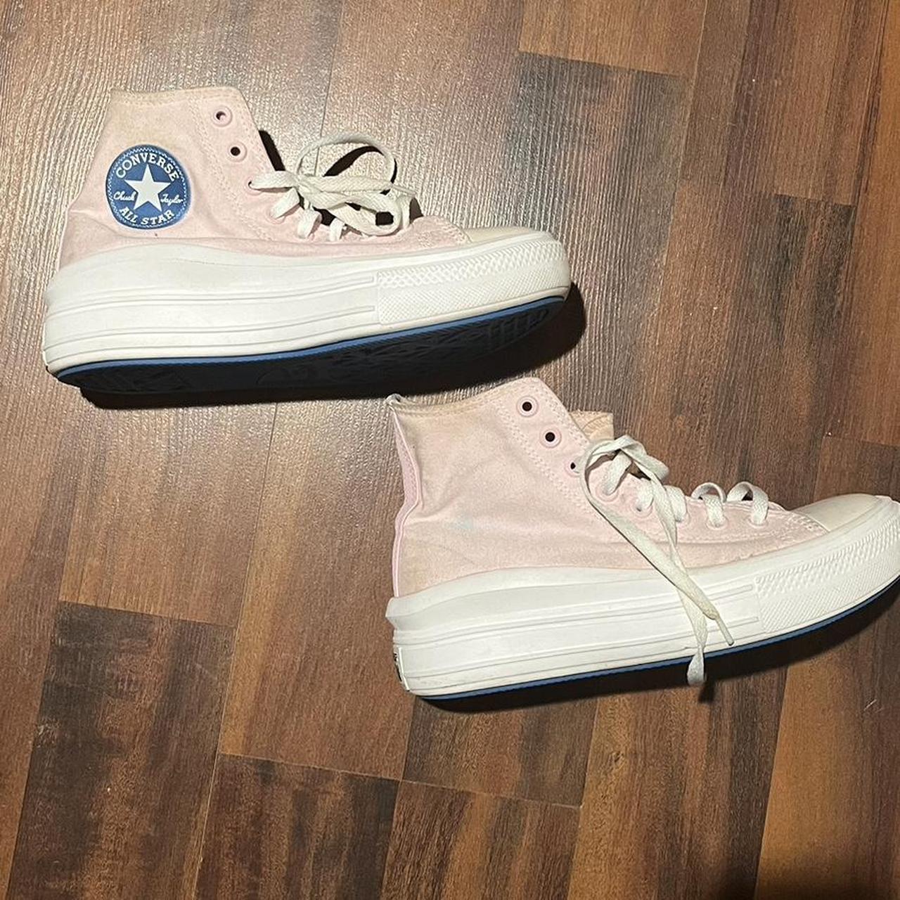 women’s 8.5 pink platform converse hightops (could... - Depop