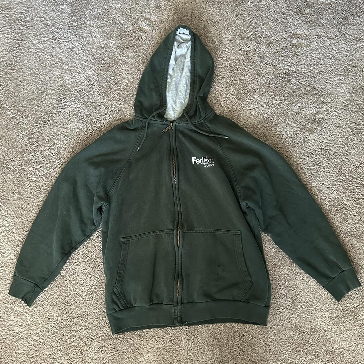 Rare Green FedEx zip up distressed vintage used... | Depop