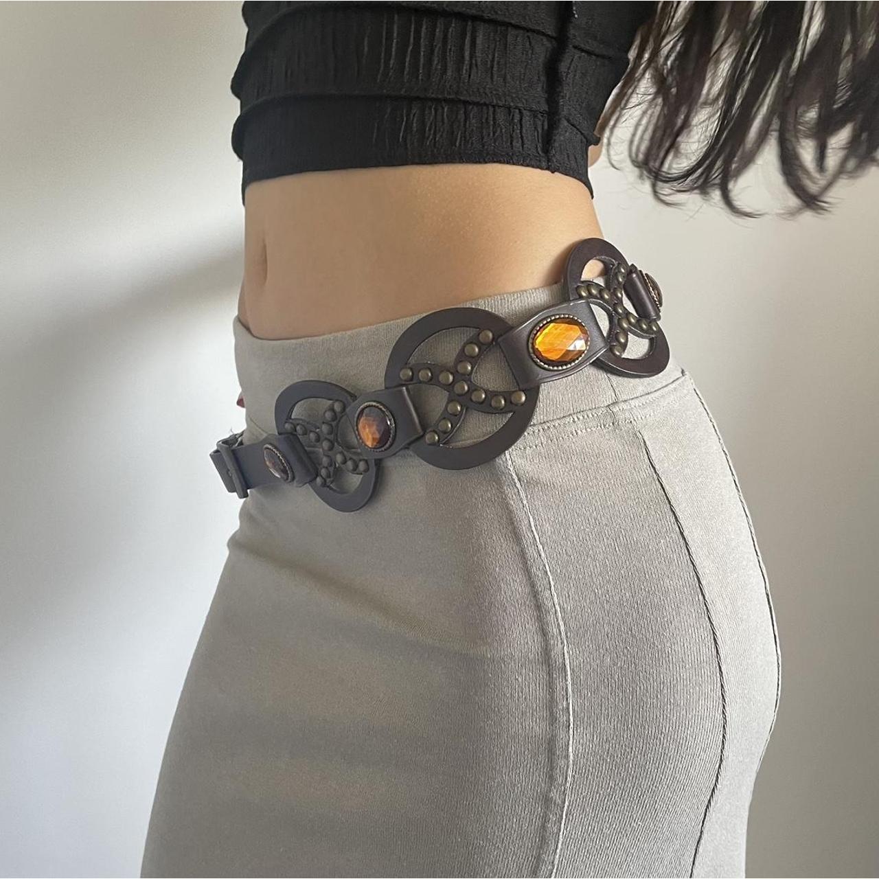 y2k 00s style western cowboy cottage leather belt... - Depop