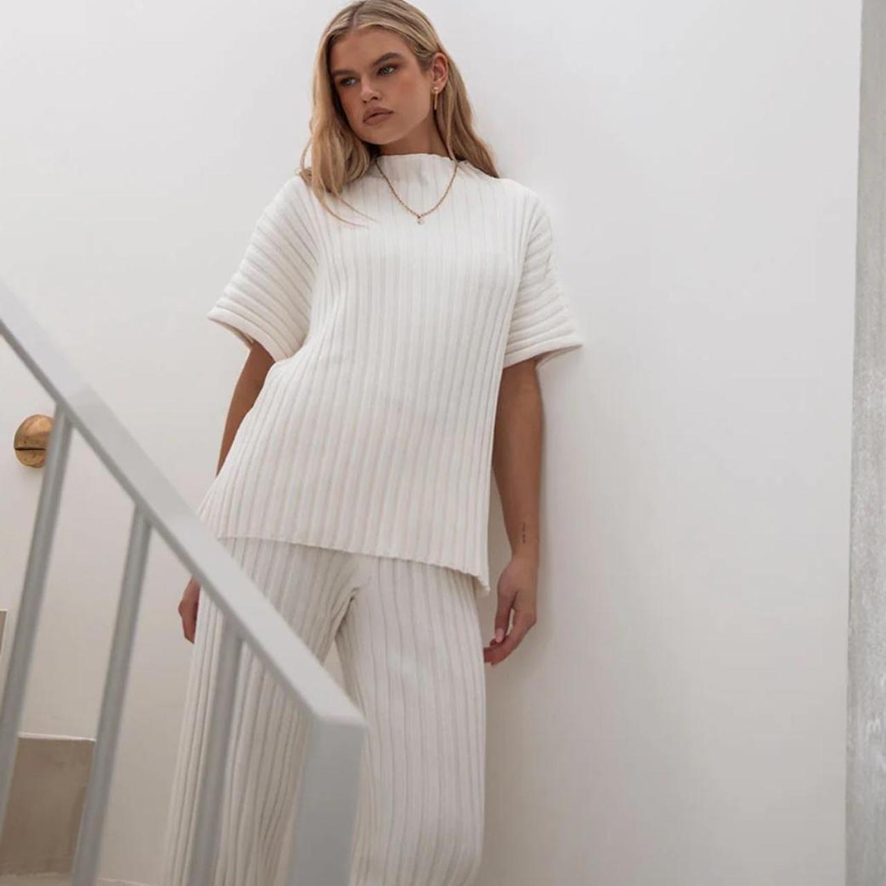 SABO Celine White Knit Set (1 X Top in L and 1 x... | Depop