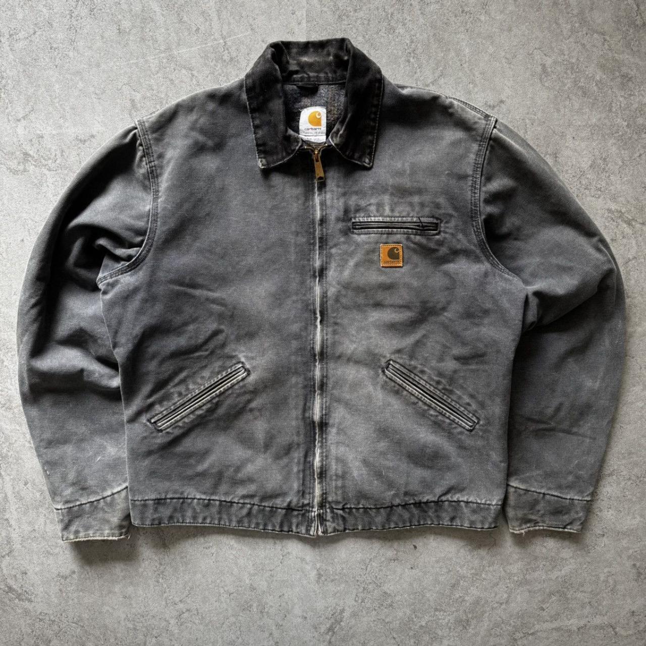 Vintage faded black/gray PTL Carhartt detroit... - Depop