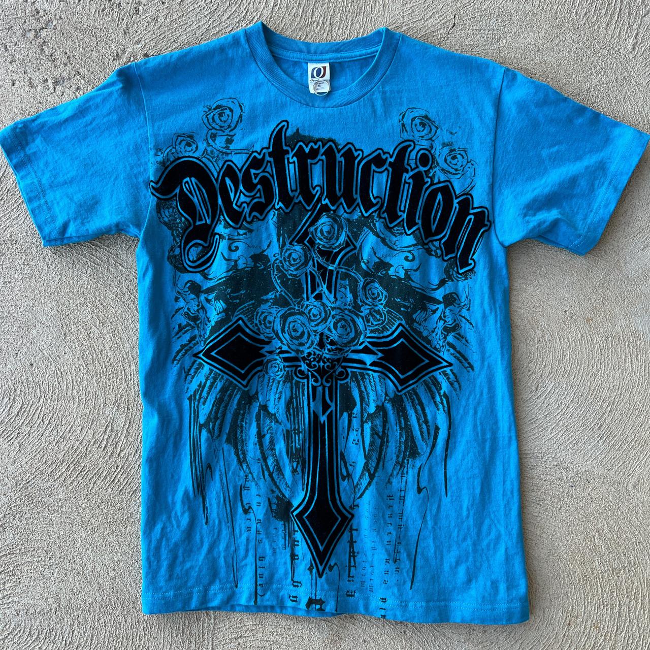 Crazy affliction style shirt. Tag size small... - Depop