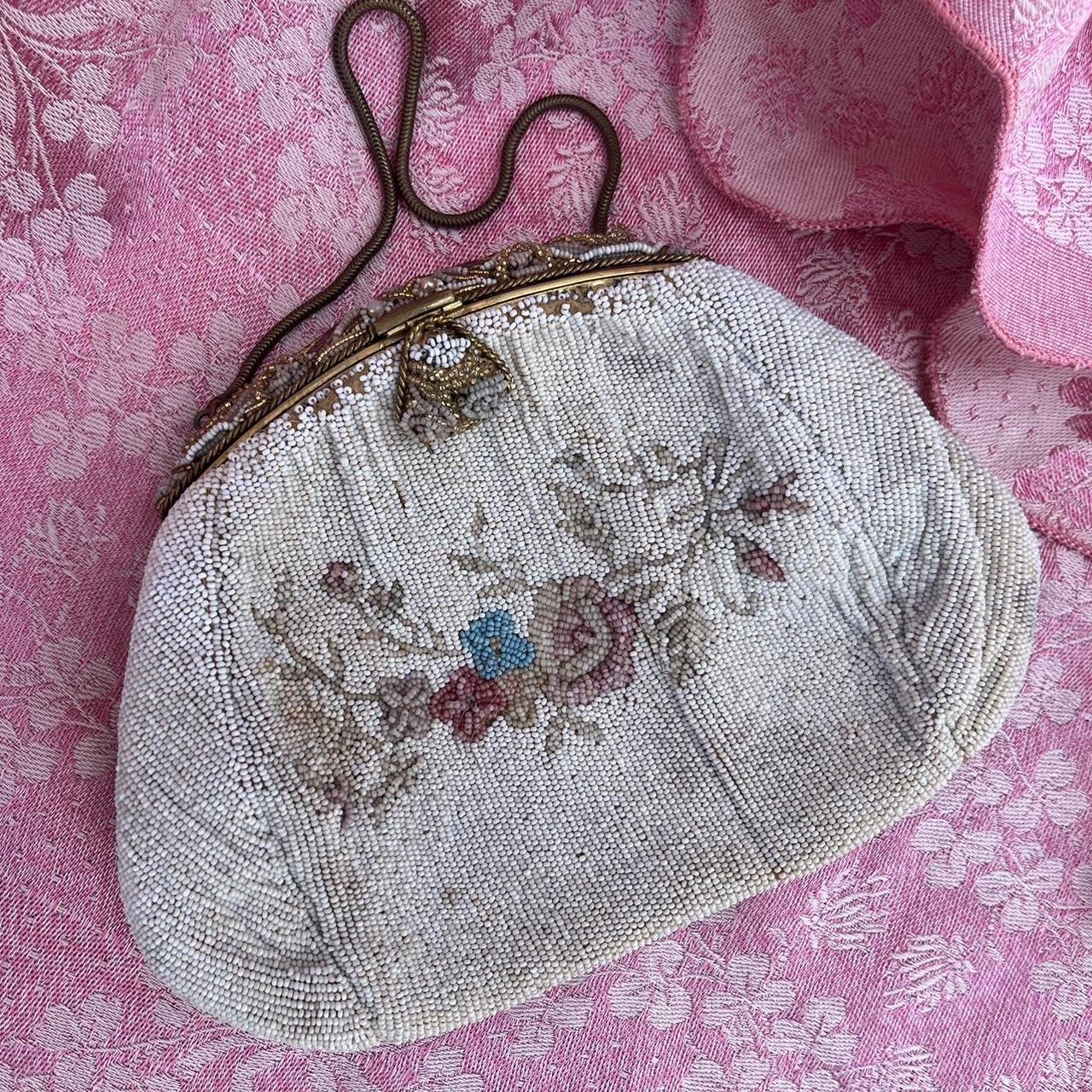 1940s French Microbead Evening Bag with Incredible... - Depop