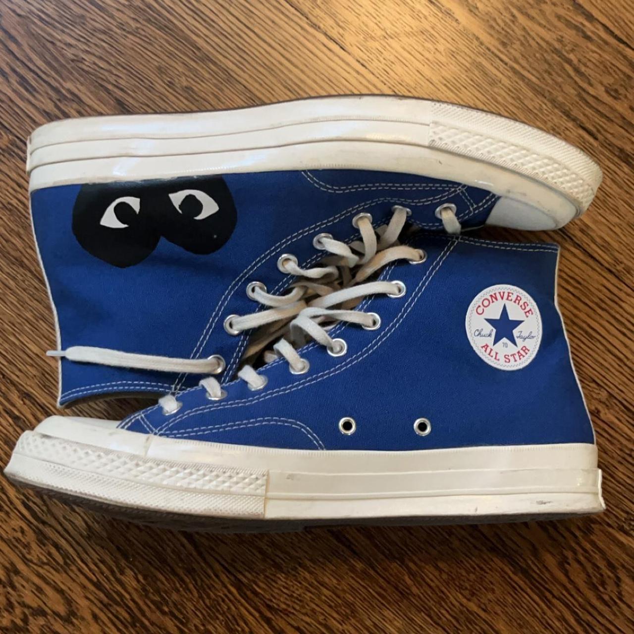 Converse CDG Blue and white Men’s 11 - Depop