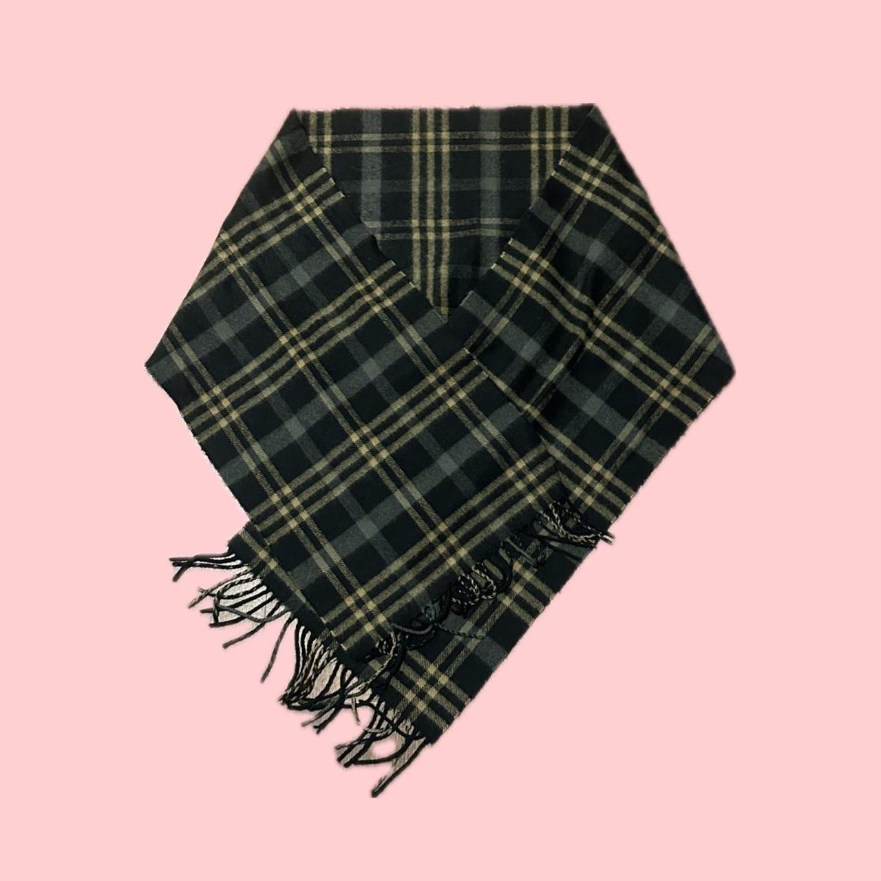 wool green and yellow plaid scarf #scarves... - Depop