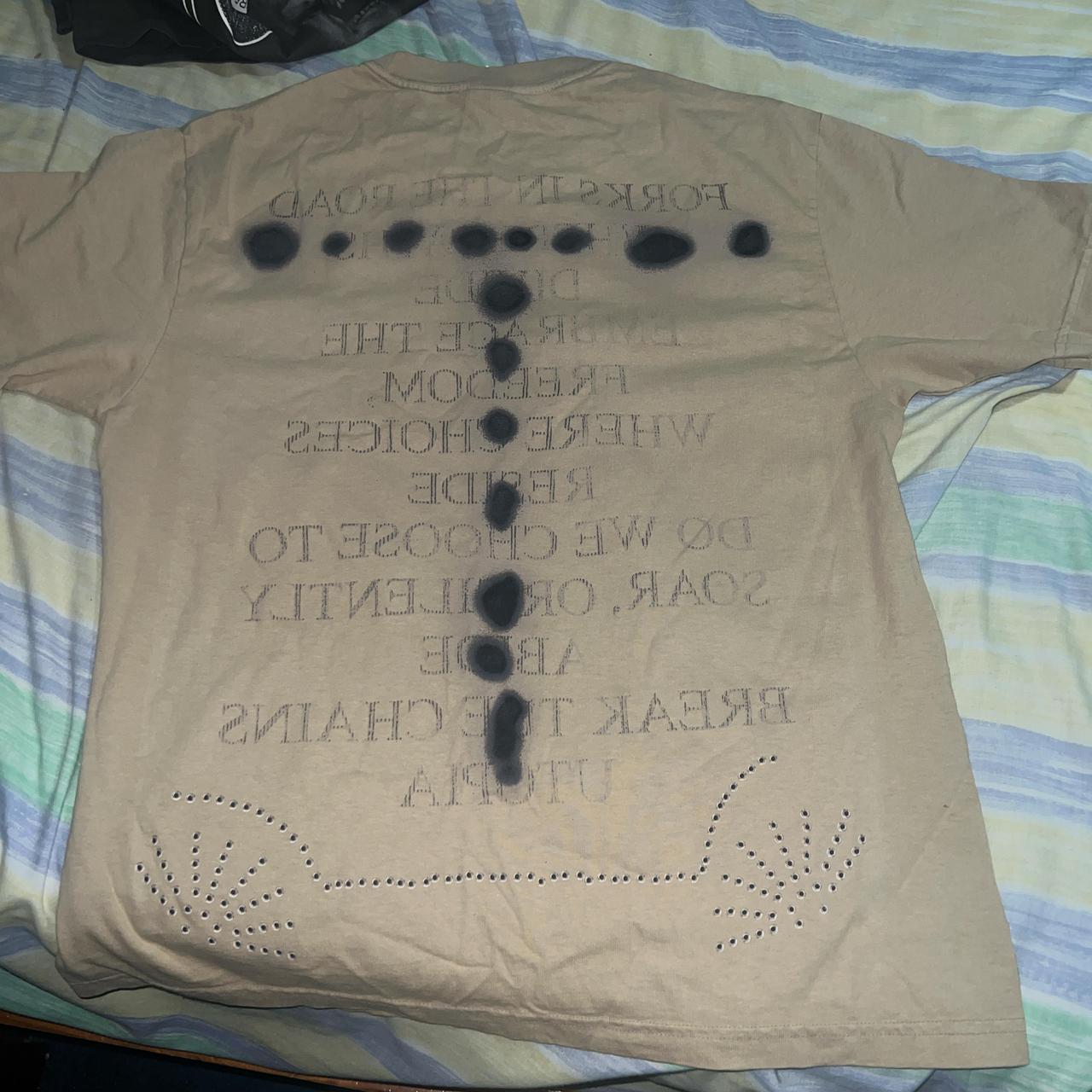 Tan and brown Travis Scott Astroworld tshirt... - Depop
