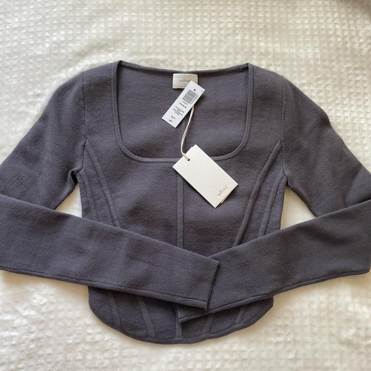 Aritzia Wilfred Natalie Top in XS Peppercorn grey... - Depop