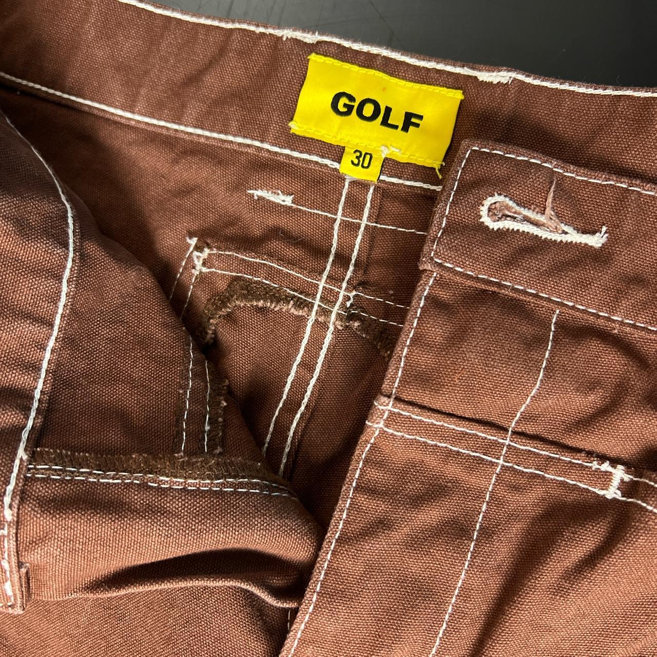 Golf Wang Men's Brown and White Trousers | Depop
