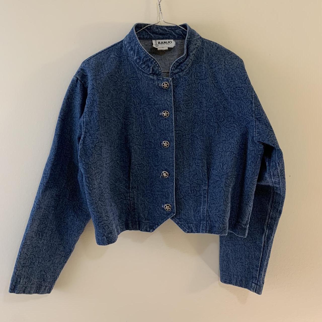 Vintage patterned denim jacket with star buttons! - Depop