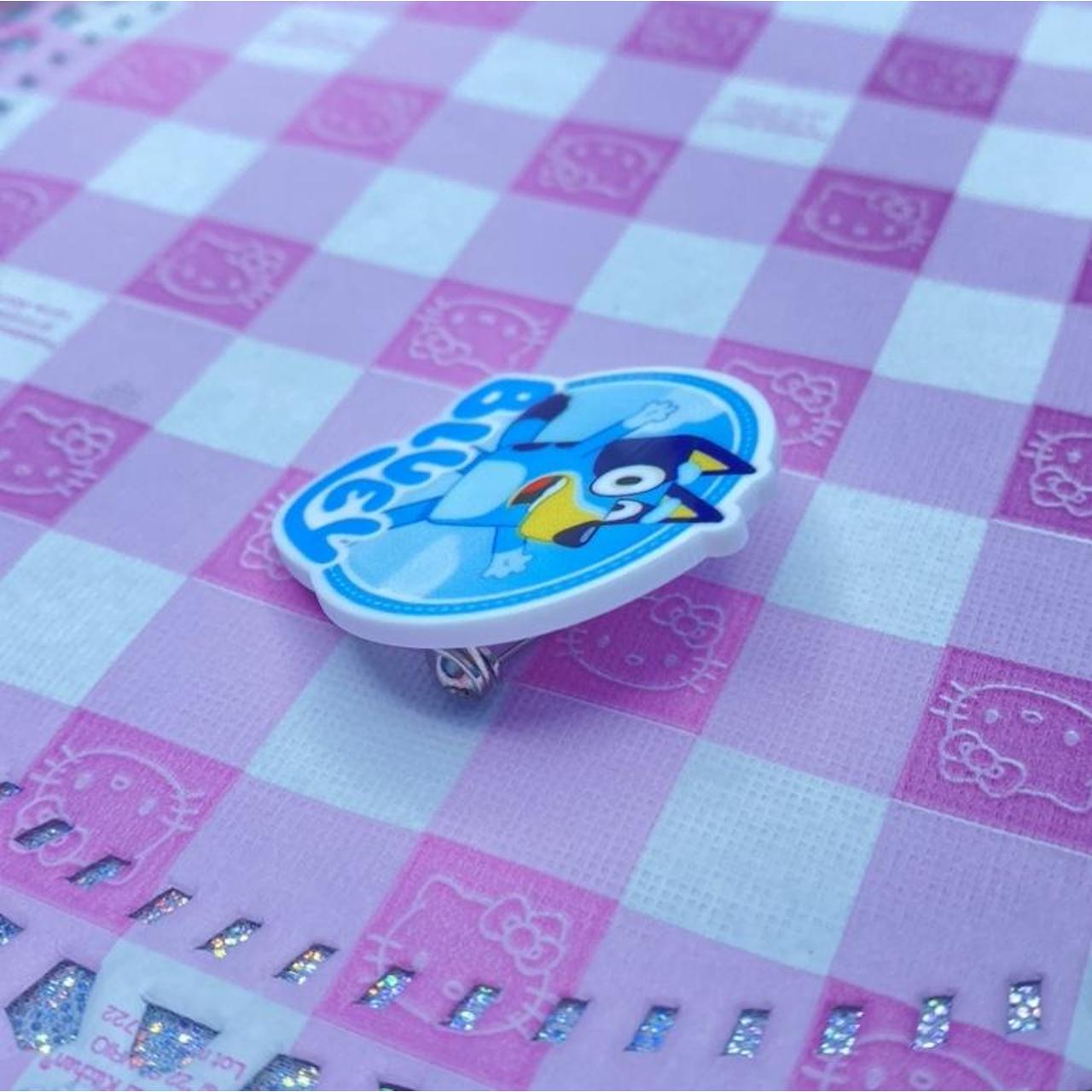 Bluey Cartoon Dog Brooch Pin 🐶💙 ☁️ Resin pin with the... - Depop