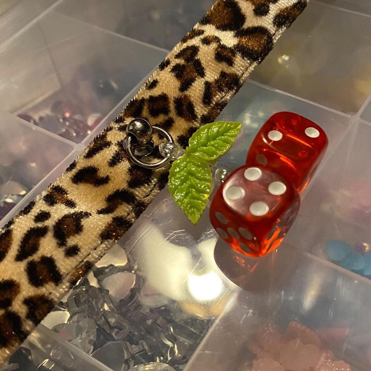 Custom leopard print choker with dice cherries 🎲🍒🐆 - Depop