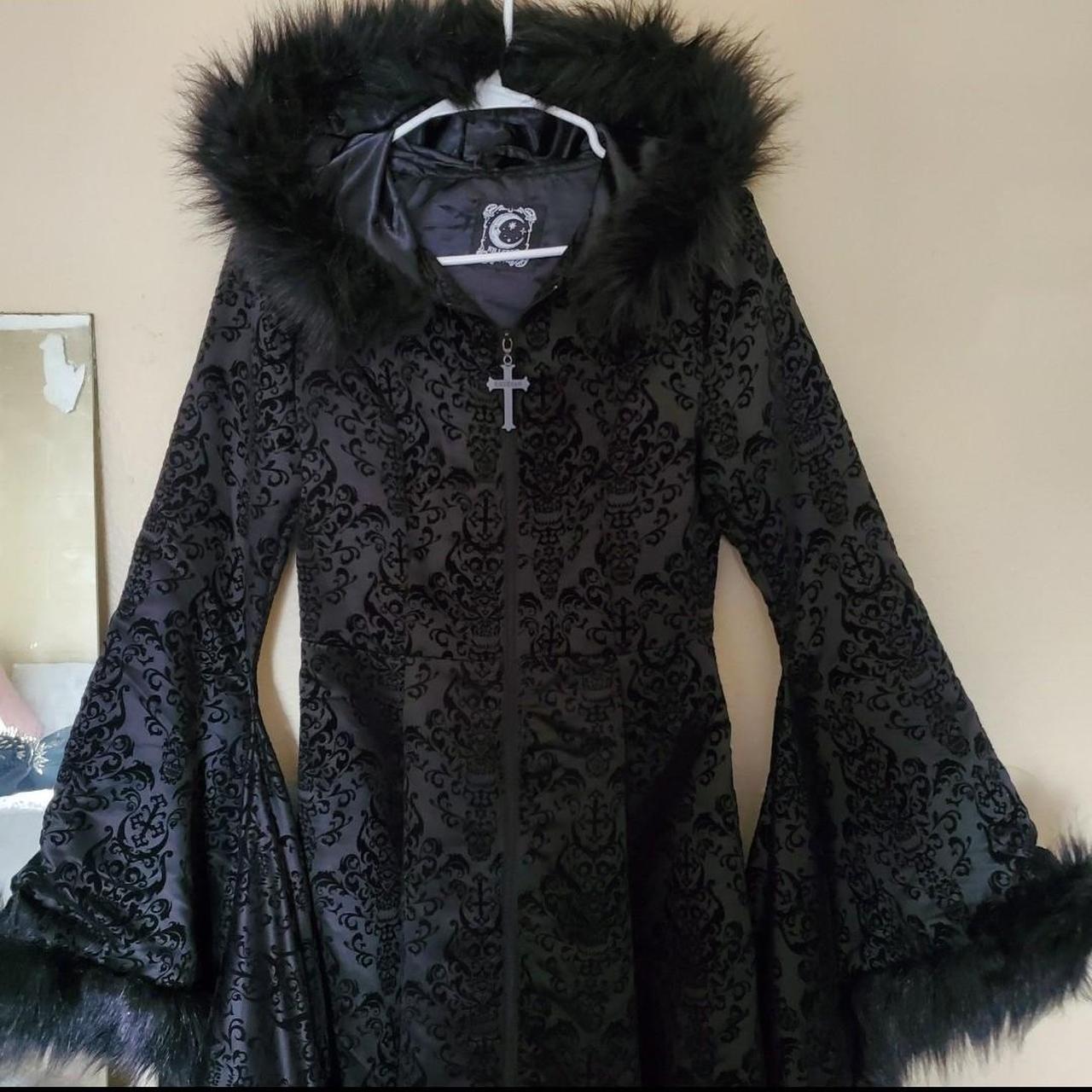 Killstar Moonspell long coat, velvet and fur details... - Depop