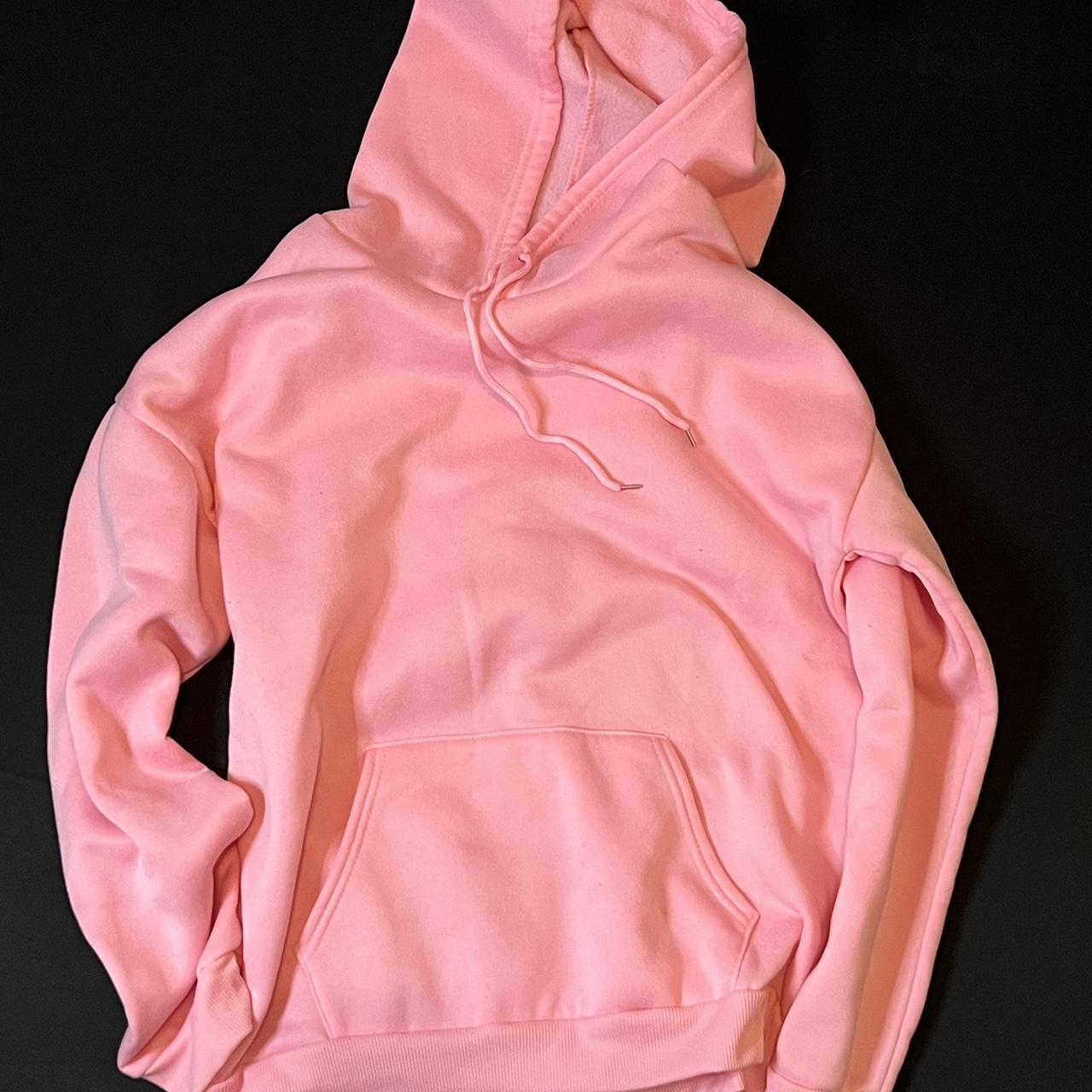 cutesy pink oversized hoodie... - Depop