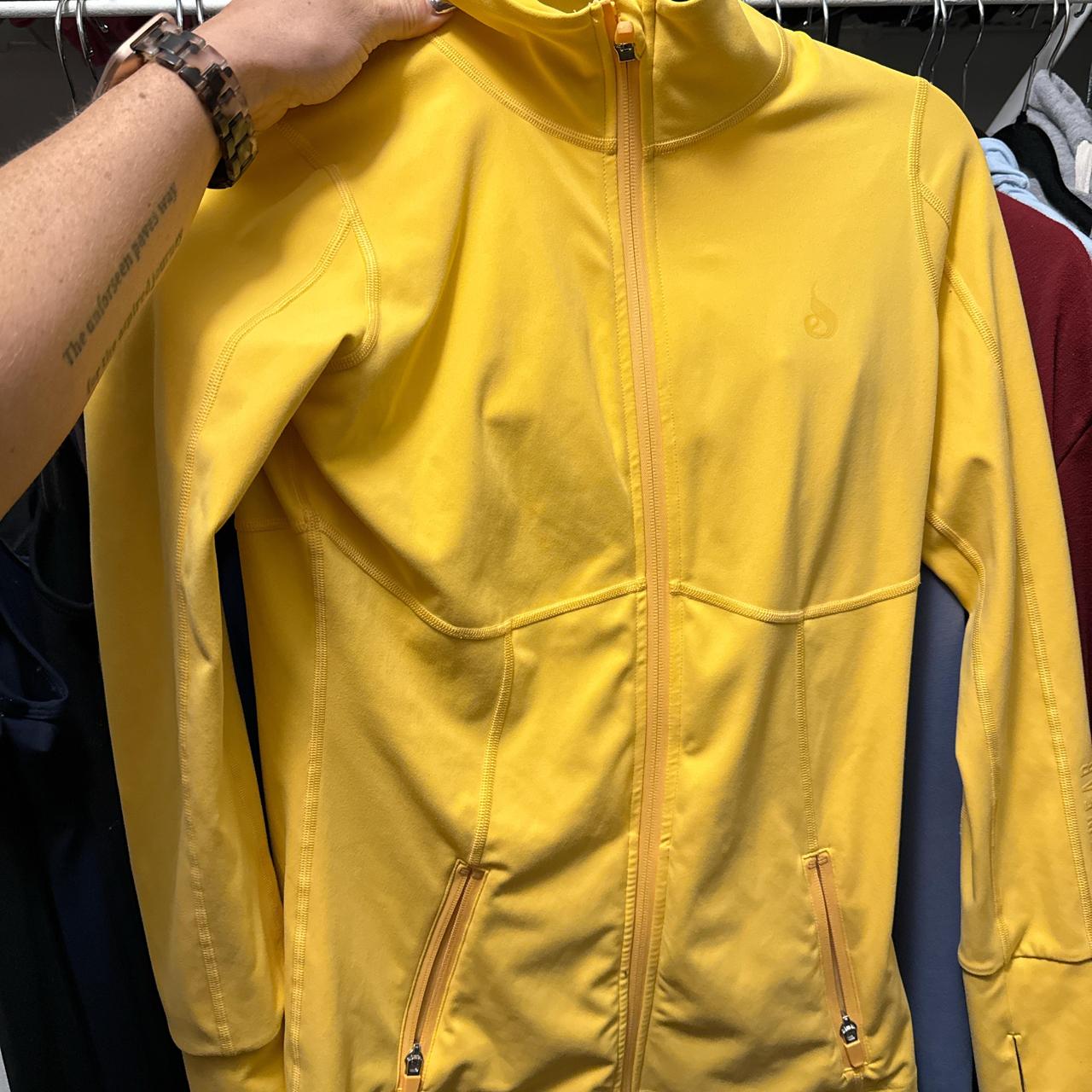 Yellow zip-up jacket with pockets #jacket gym wear... - Depop