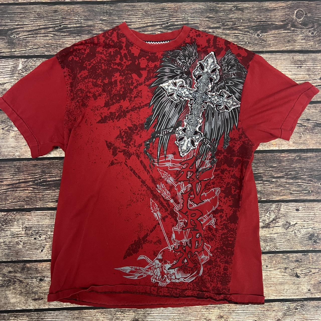 red affliction style tee - Depop