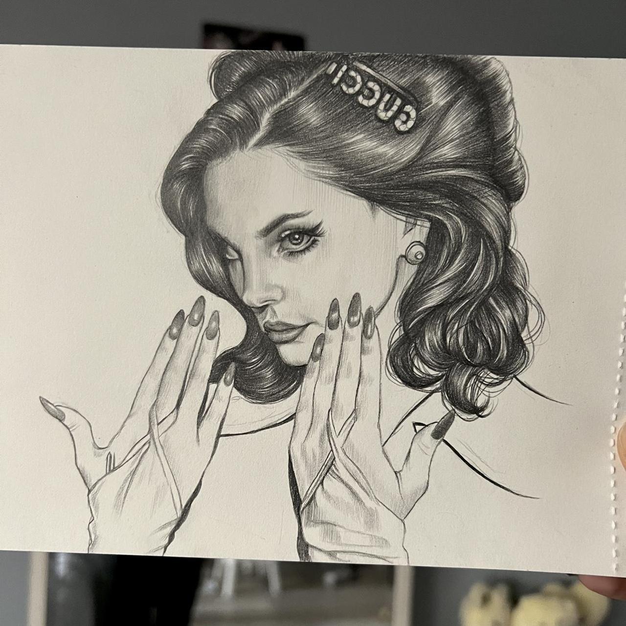 Lana del Rey original pencil drawing. Measures 6x8... - Depop