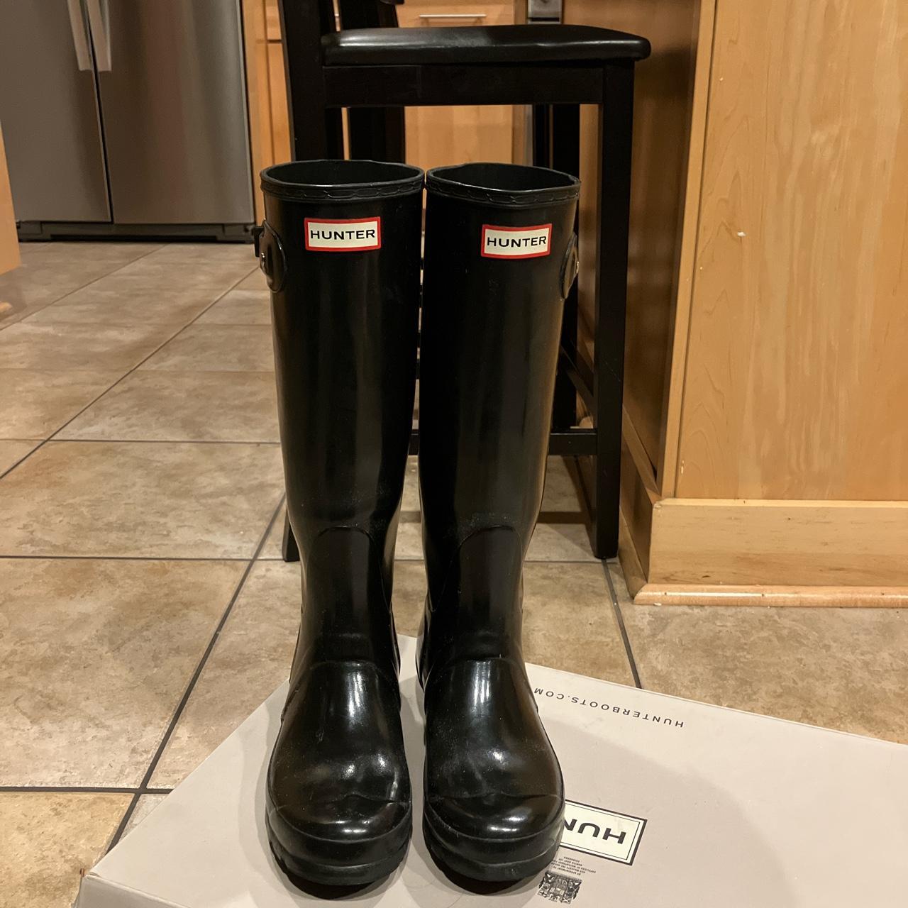 Hunter Original Tall Glossy Black Boot (size US... - Depop