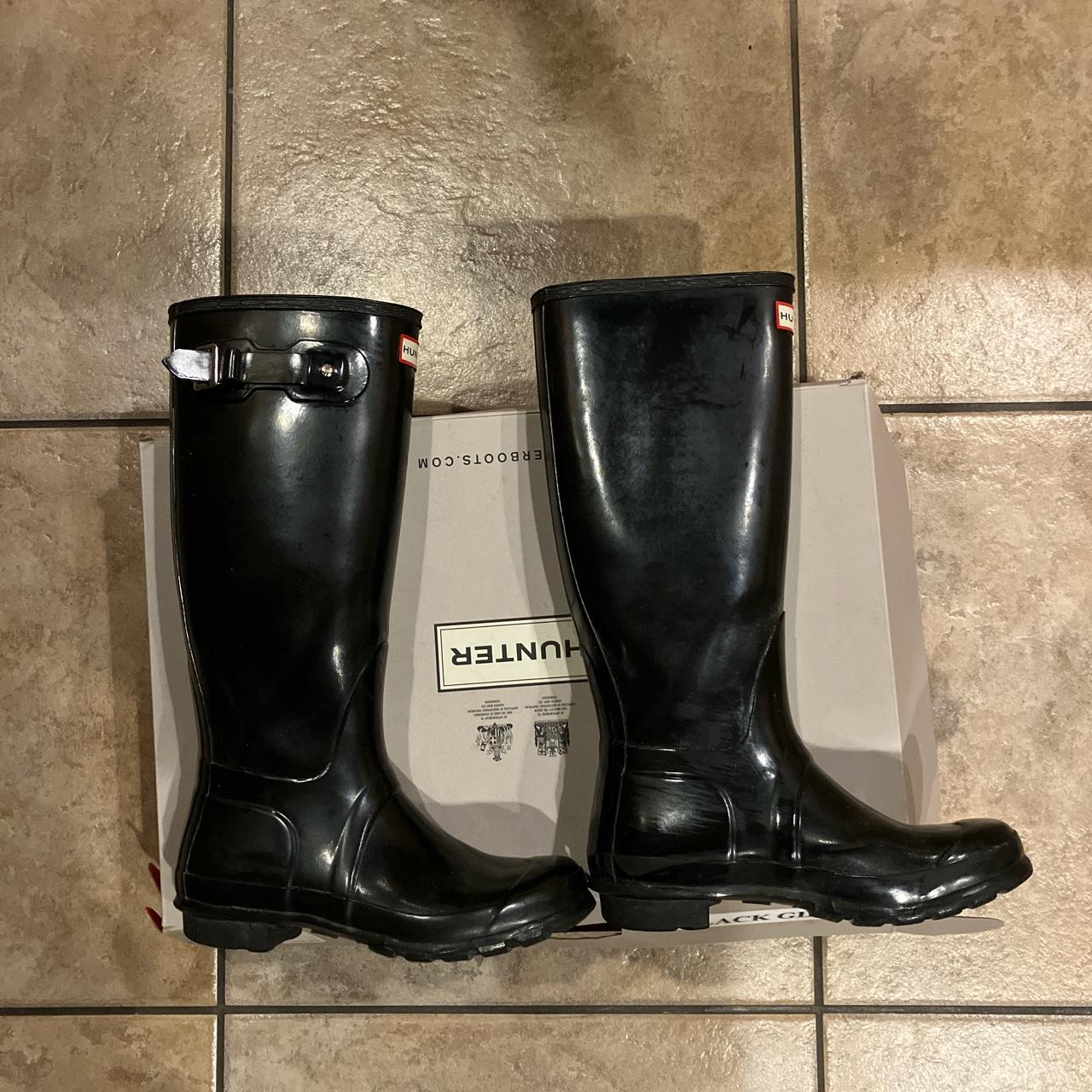 Hunter Original Tall Glossy Black Boot (size US... - Depop