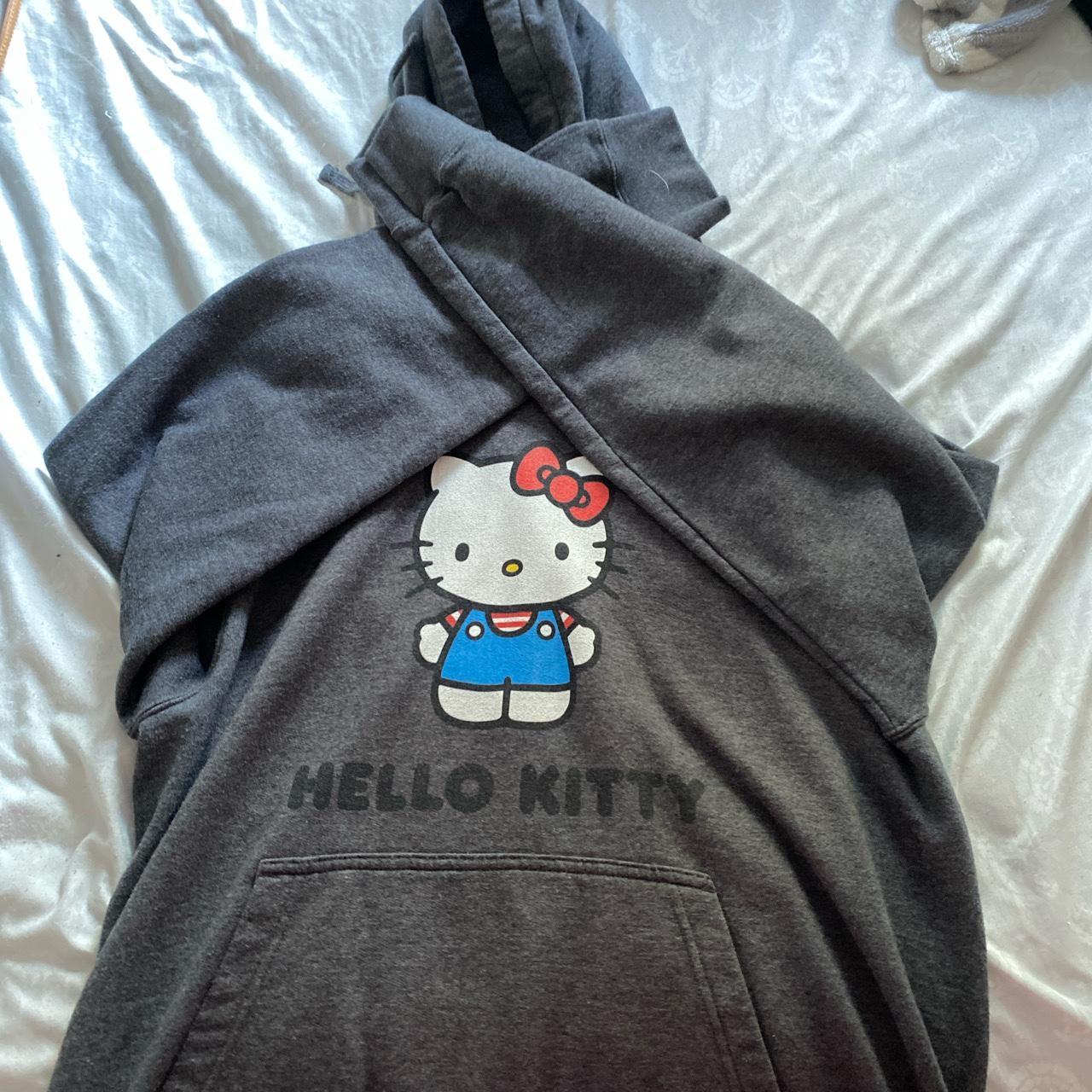 grey hello kitty hoodie super cute and so soft on... - Depop