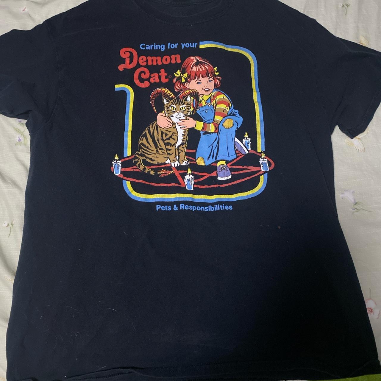 steven rhodes demon cat shirt size l worn many... - Depop