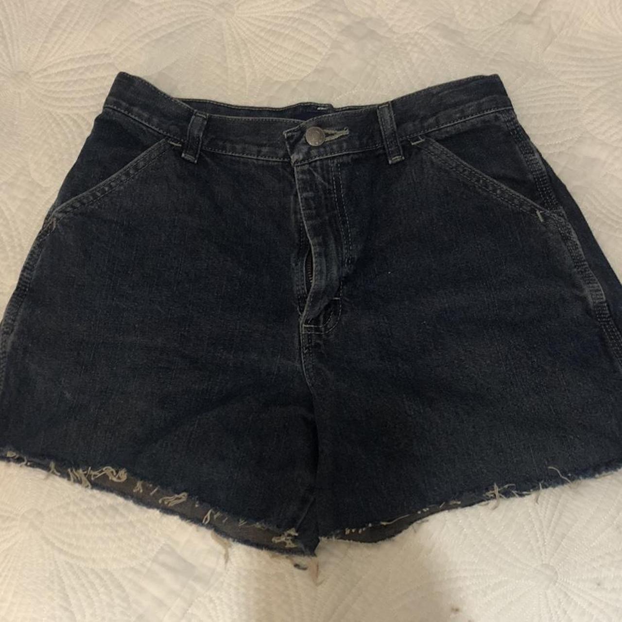 high rise darkwash jorts flattering fit adjustable... - Depop