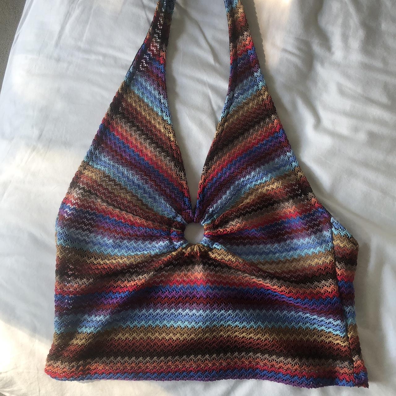 Multi-colored halter neck top! 🕺 It has a gorg... | Depop