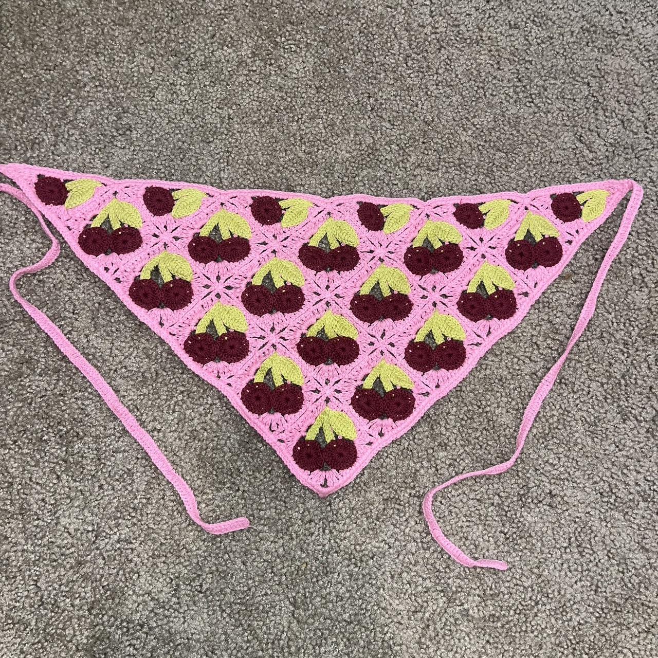 Beautiful headpiece. Cherry Pink Crotchet... | Depop