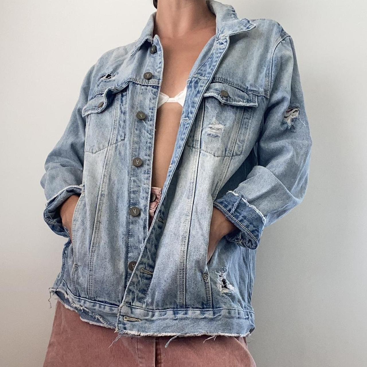 ABRAND denim jacket Denim ripped jacket. Great... - Depop