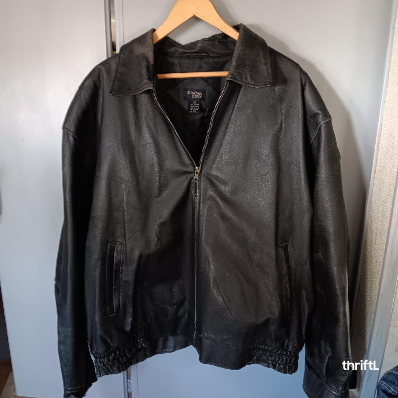 Vintage Leather Jacket Duncan row Black Leather... - Depop