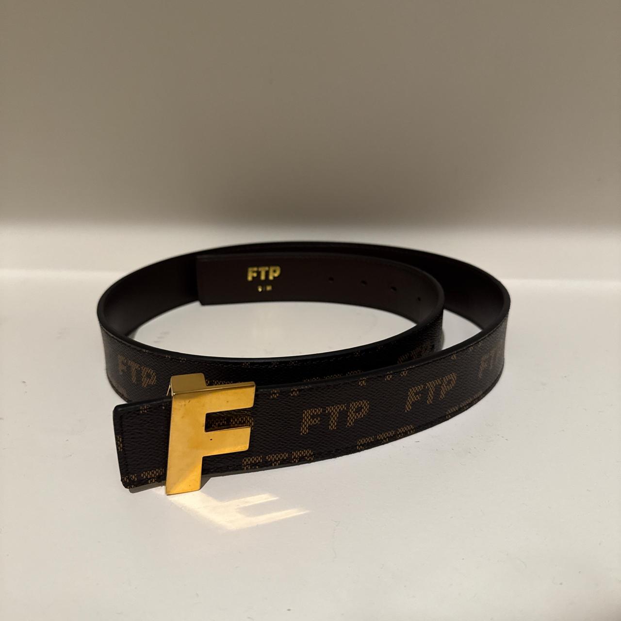 Black and gold FTP leather S/M belt #streetwear #ftp... | Depop