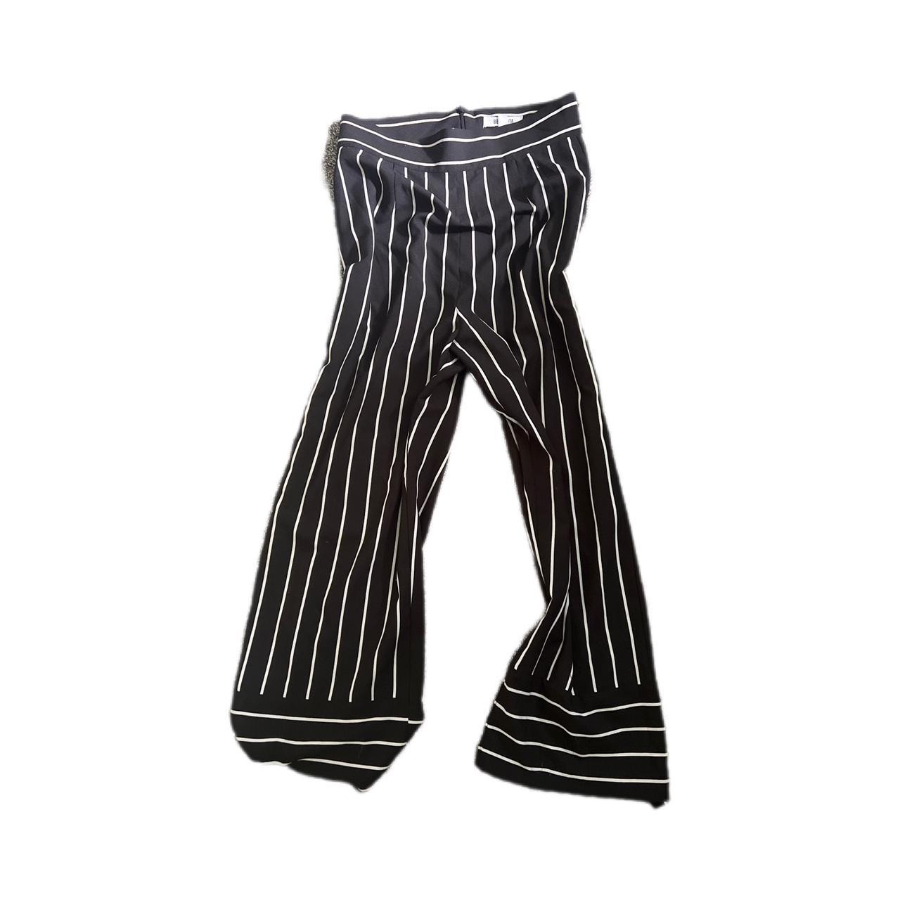 black and white striped party pants super flattering... - Depop