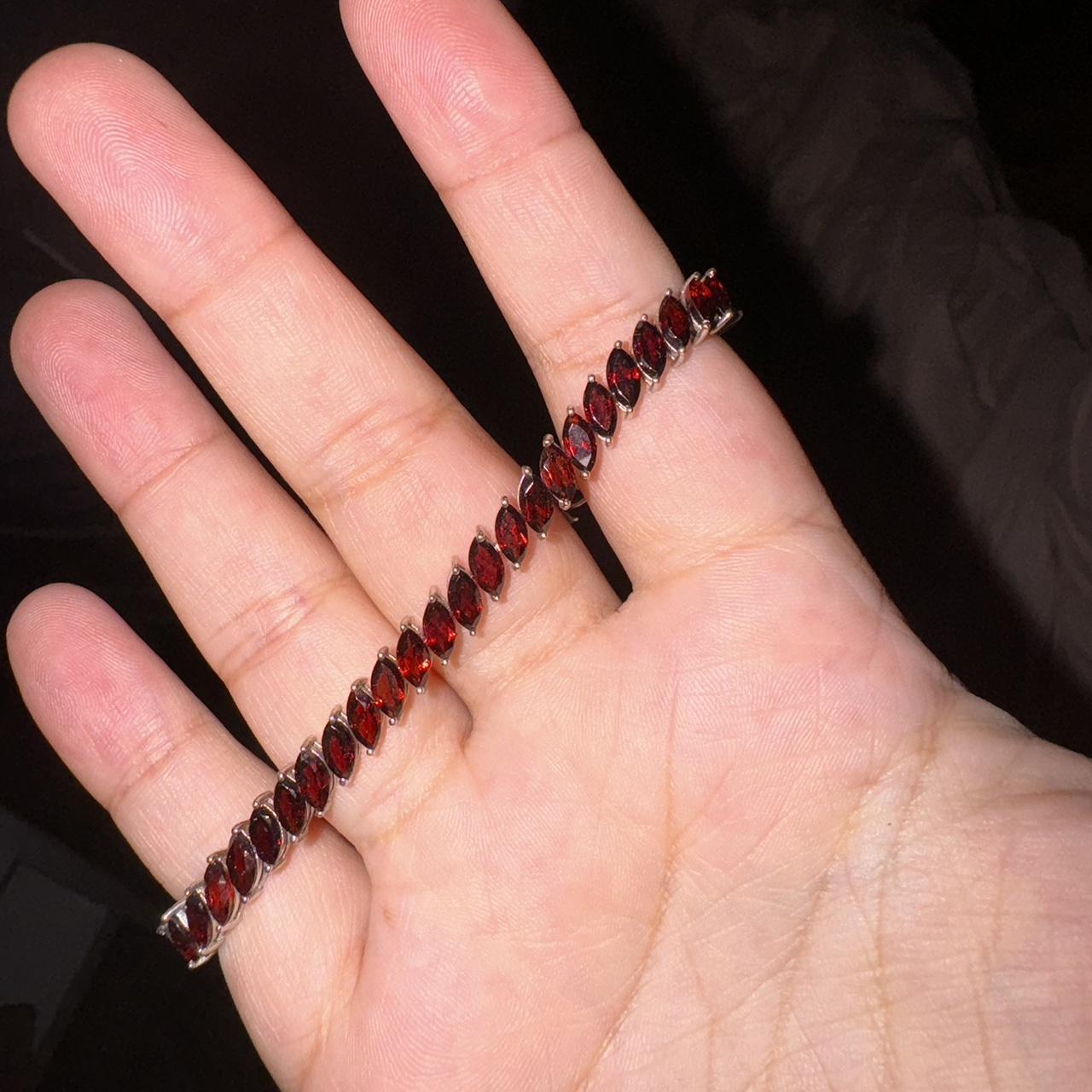 garnet stone bracelet with magnet clasp. very gently... - Depop