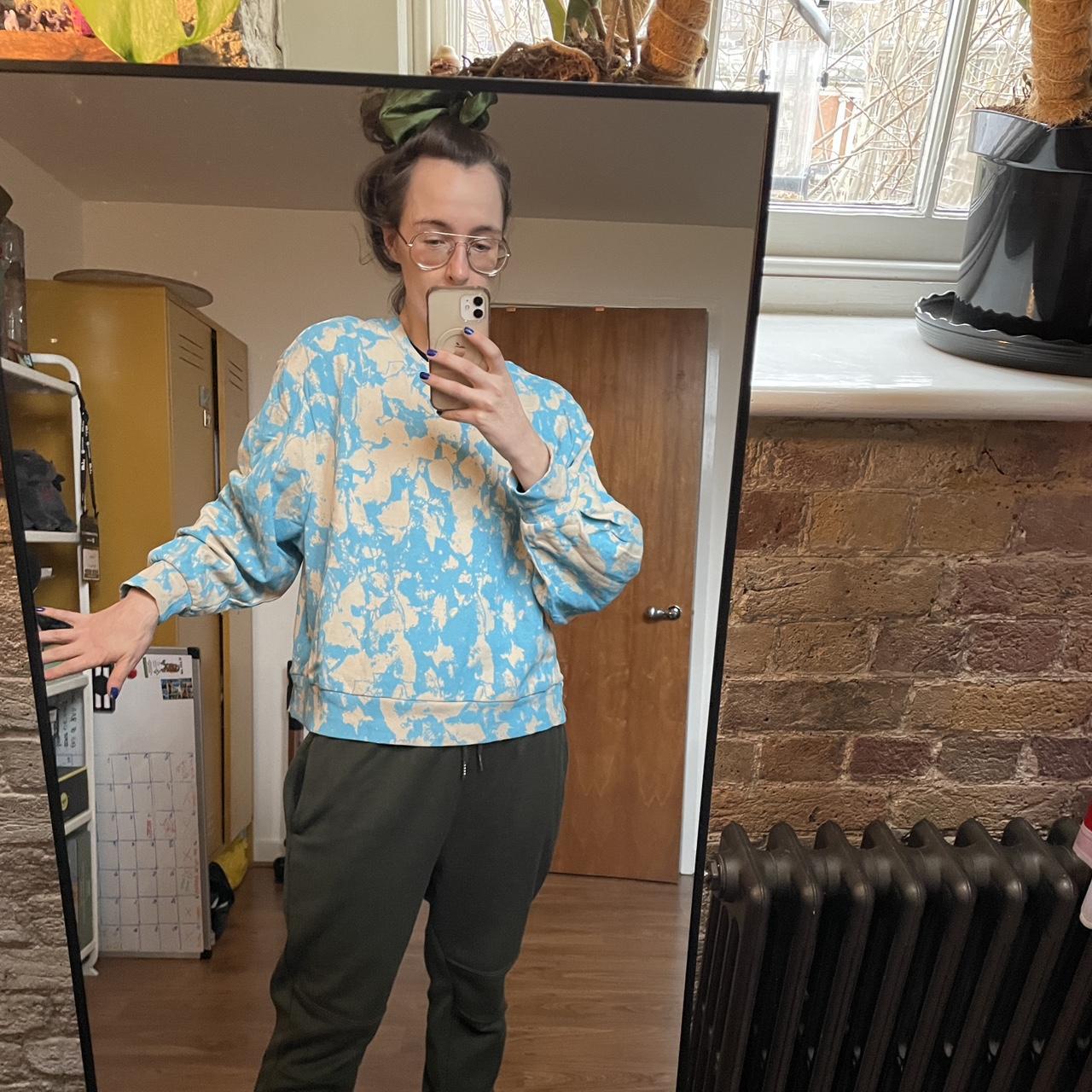 Monki blue and off-white marble print... - Depop